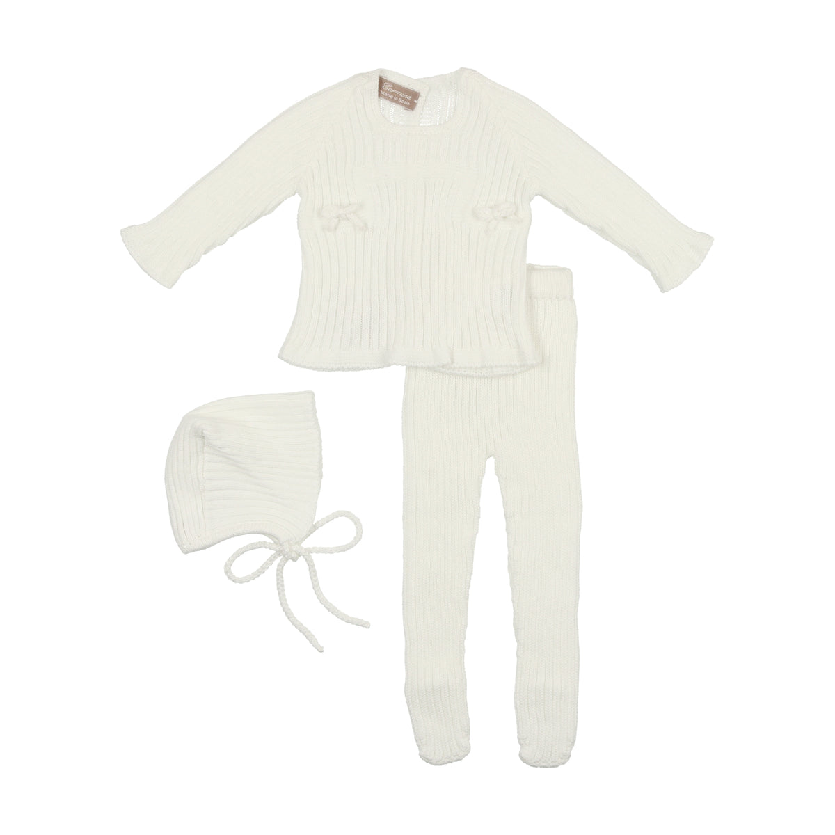 Carmina Rib Knit Bris Outfit with Bows – Little Loungers