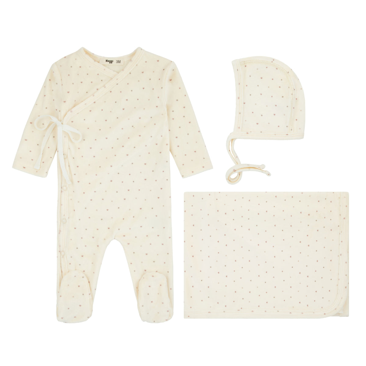 Noggi Girls Dot Pattern Velour Layette Set – Little Loungers