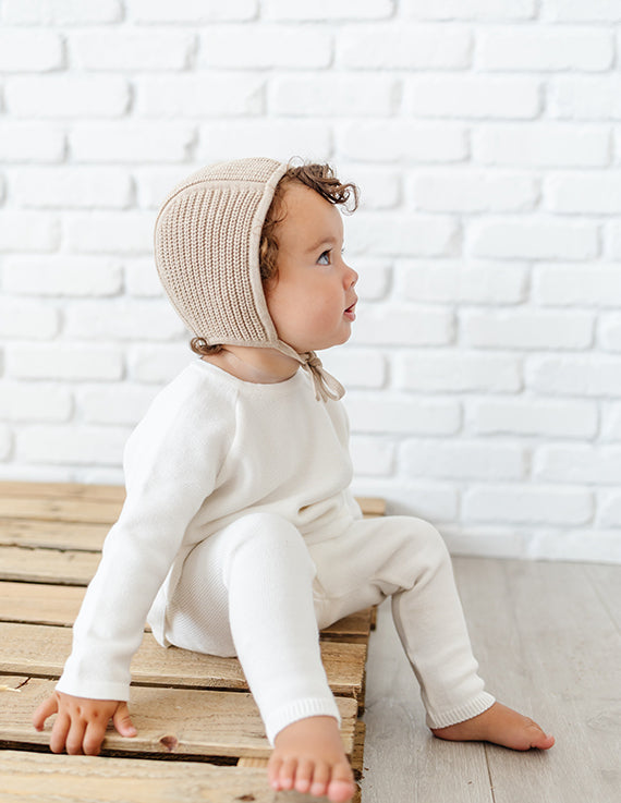 Jacqueline & Jac Taupe Chunky Knit Bonnet – Little Loungers